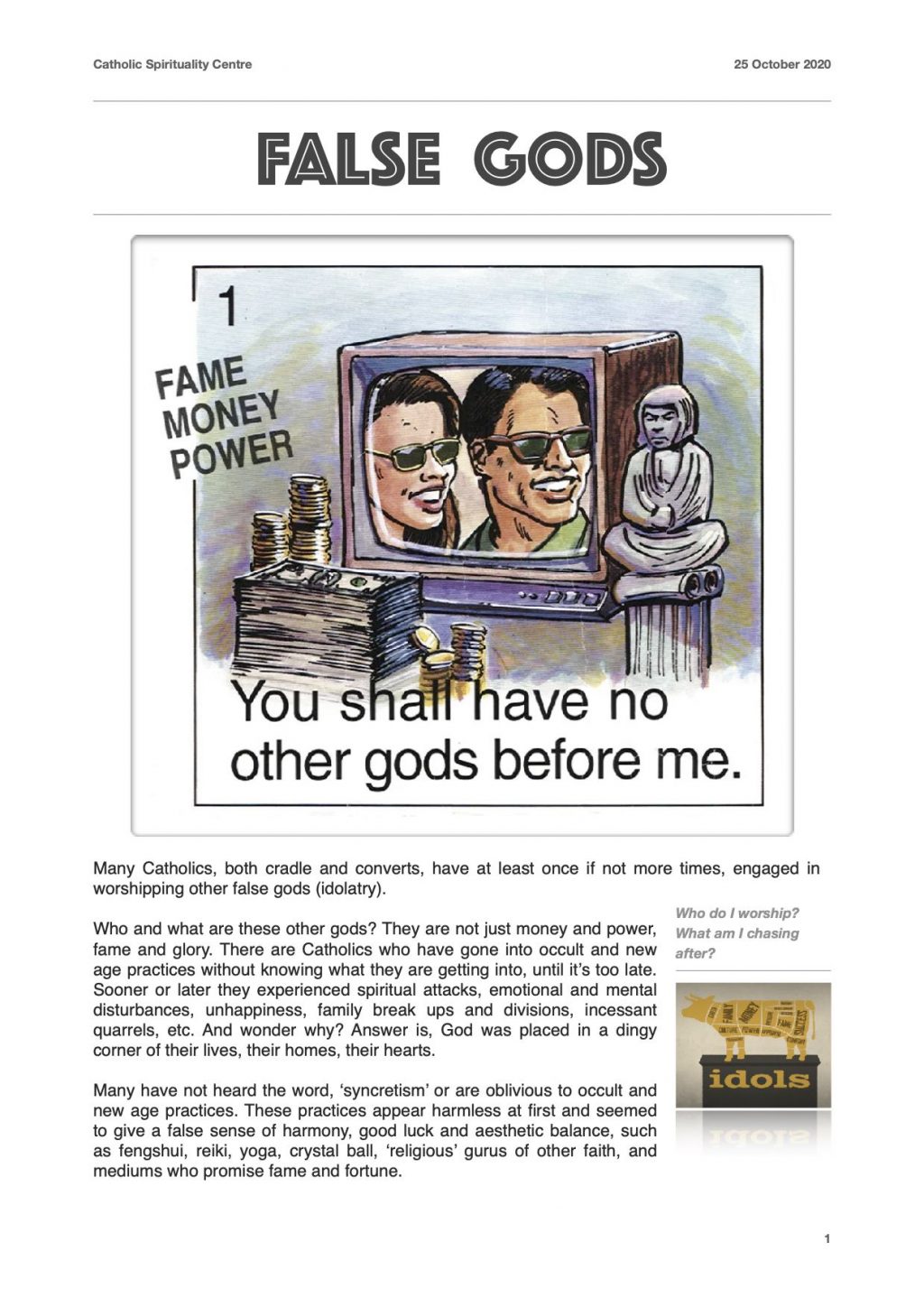 False Gods - Catholic Spirituality Centre (CSC) Singapore
